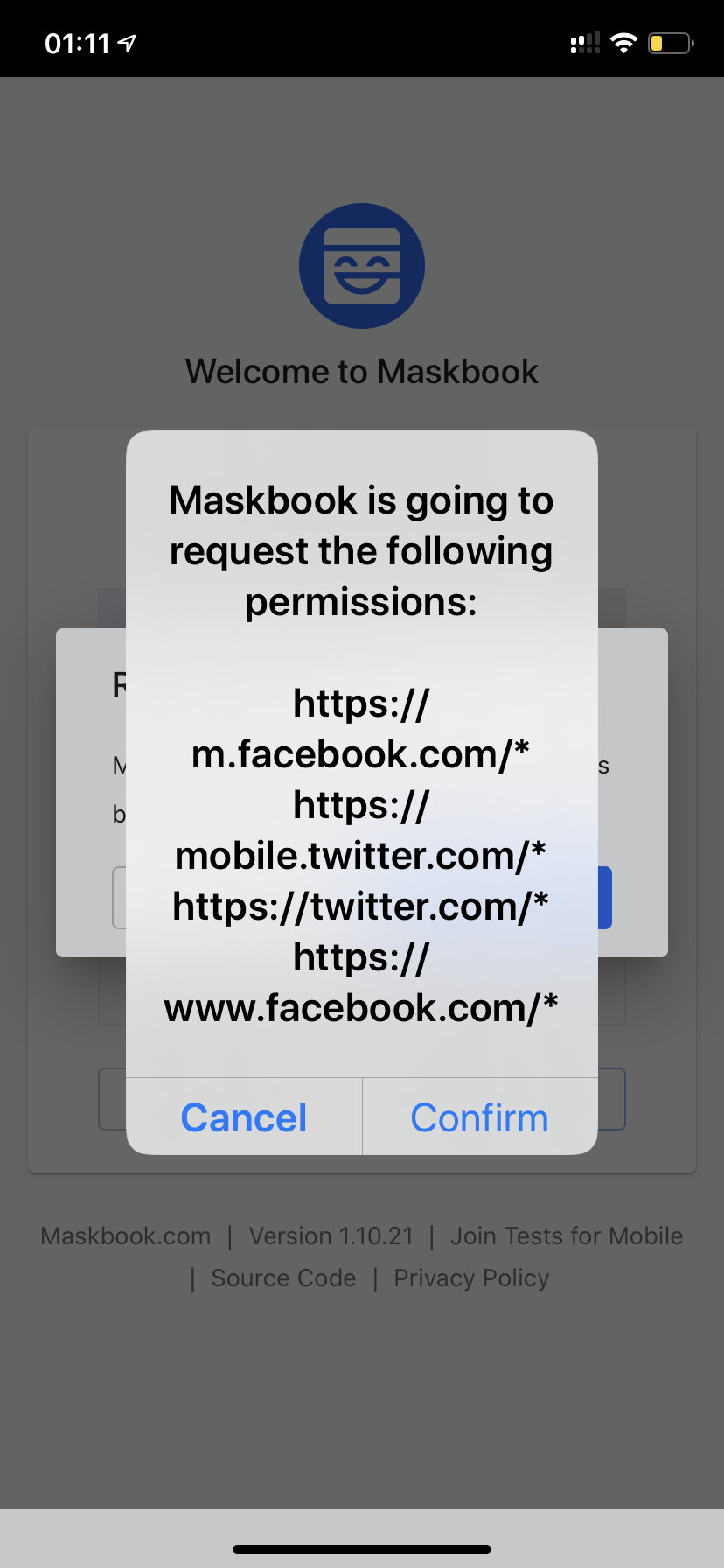 [Bug] Remove URL permission alert on iOS · Issue #1321 · DimensionDev/Maskbook · GitHub