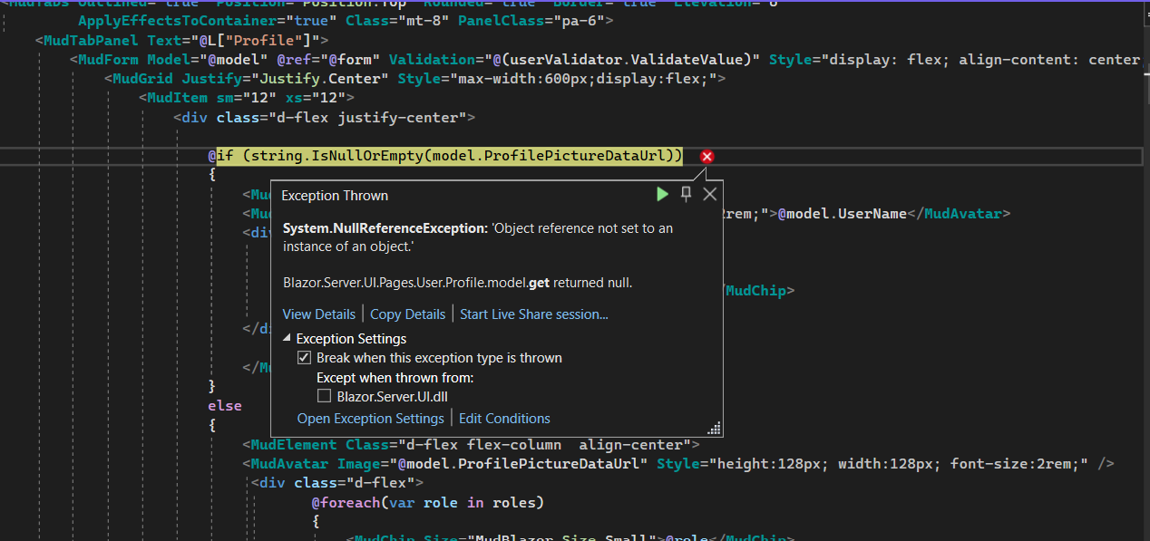 Blazor.Server.UI.Pages.User.Profile.model.get returned null · Issue #24 · neozhu ...