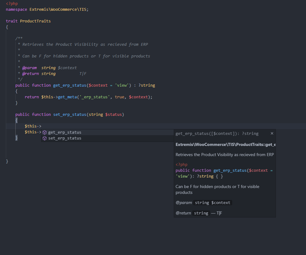 AutoComplete not working in Traits · Issue #1796 · bmewburn/vscode-intelephense · GitHub