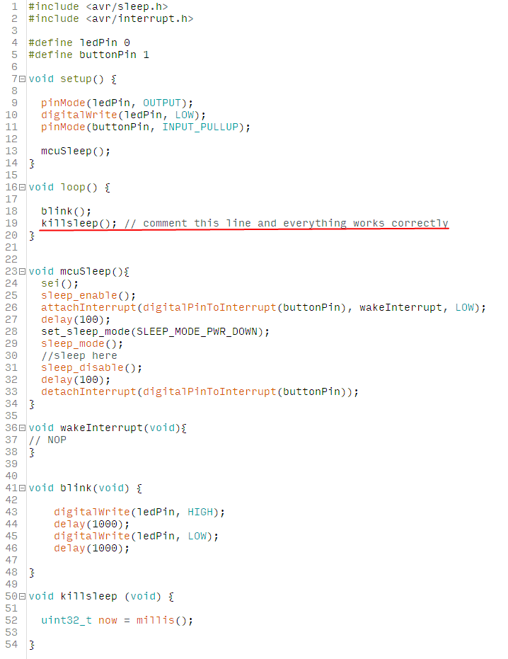 insomnia - if millis() is used it does not enter sleep mode · Issue #149 · MCUdude/MicroCore ...
