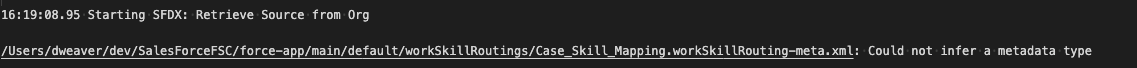 With "salesforcedx-vscode-core>Experimental: Deploy Retrieve" TURNED ON, I get "Could not infer ...
