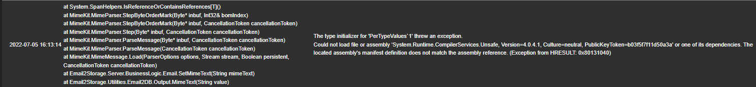 Could not load file or assembly 'System.Text.Encoding.CodePages, Version=4.1.1.0, Culture ...