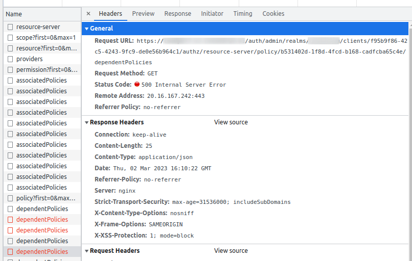 OutOfMemoryError in `org.keycloak.authorization.admin.PolicyResourceService.getDependentPolicies ...