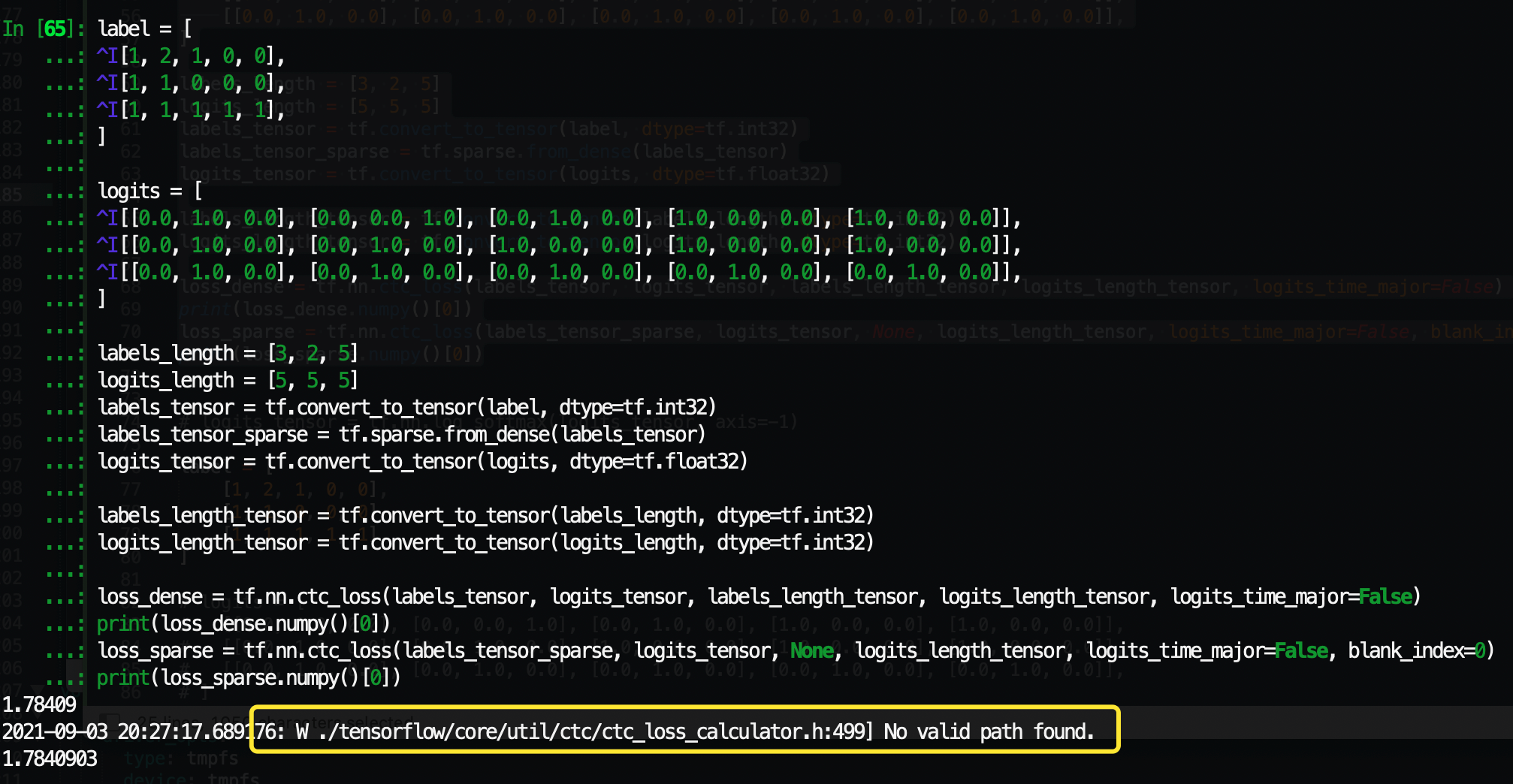 ctc_loss: W ./tensorflow/core/util/ctc/ctc_loss_calculator.h:499] No valid path found. · Issue ...