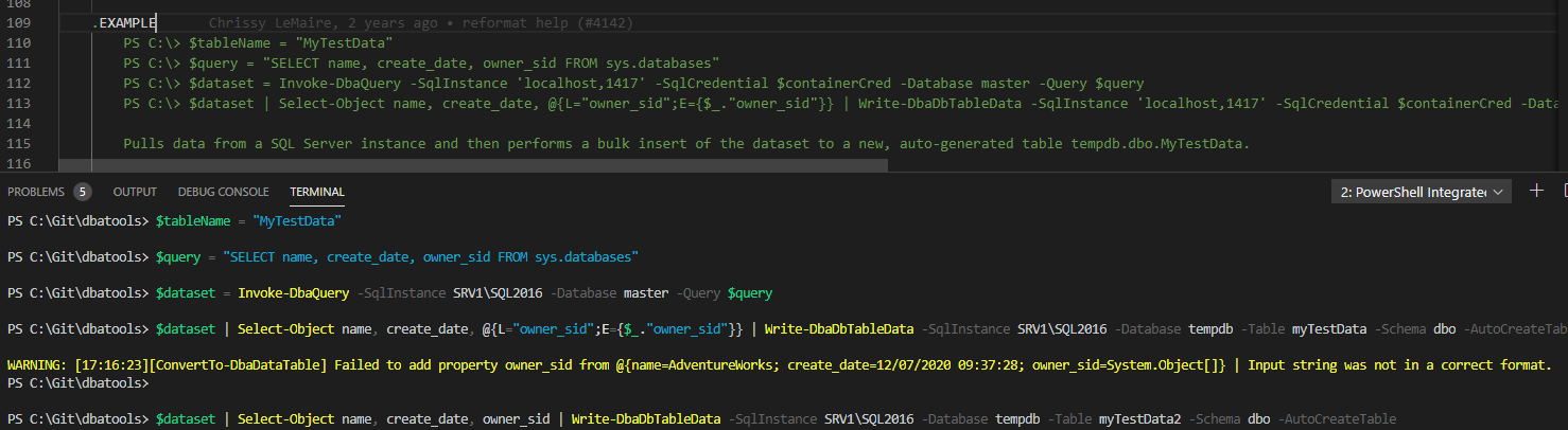 Write-DbaDbTableData - Example not working · Issue #7019 · dataplat/dbatools · GitHub