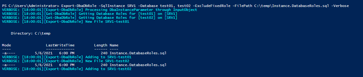 [Bug] Export-DbaDbRole - incorrect verbose message · Issue #7287 · dataplat/dbatools · GitHub