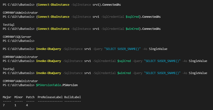 Invoke-DbaQuery SqlCredential param with windows credential not honored · Issue #7725 · dataplat ...