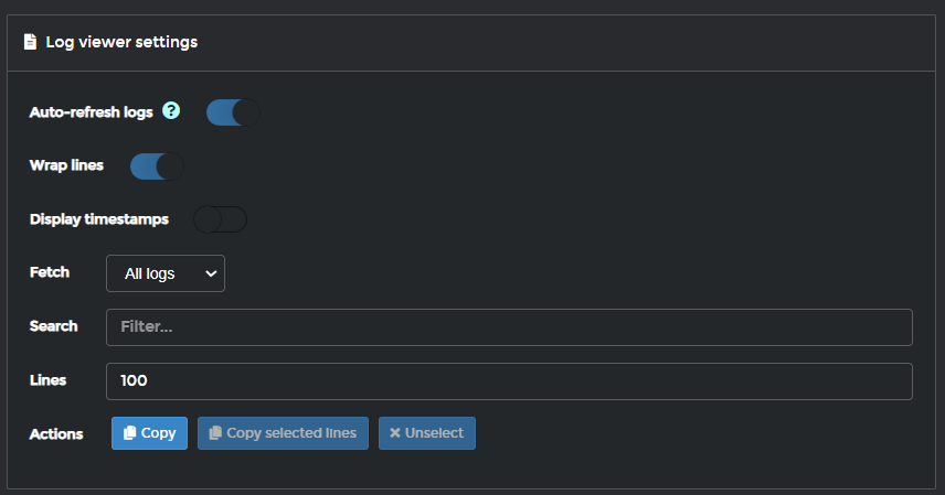 Make "Log viewer settings" cardview collapsable in "Logs" window · Issue #3598 · portainer ...