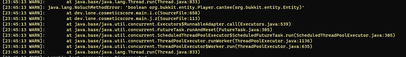 Nosuchmethoderror Boolean Org Bukkit Entity Player Cansee Org Bukkit Entity Entity · Issue