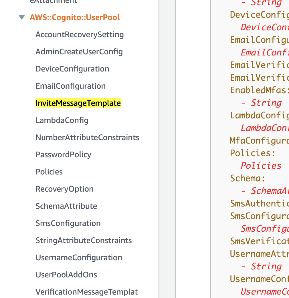 Invitemessagetemplate On Aws Cognito Userpool · Issue 621 · Awsdocs Aws Cloudformation User