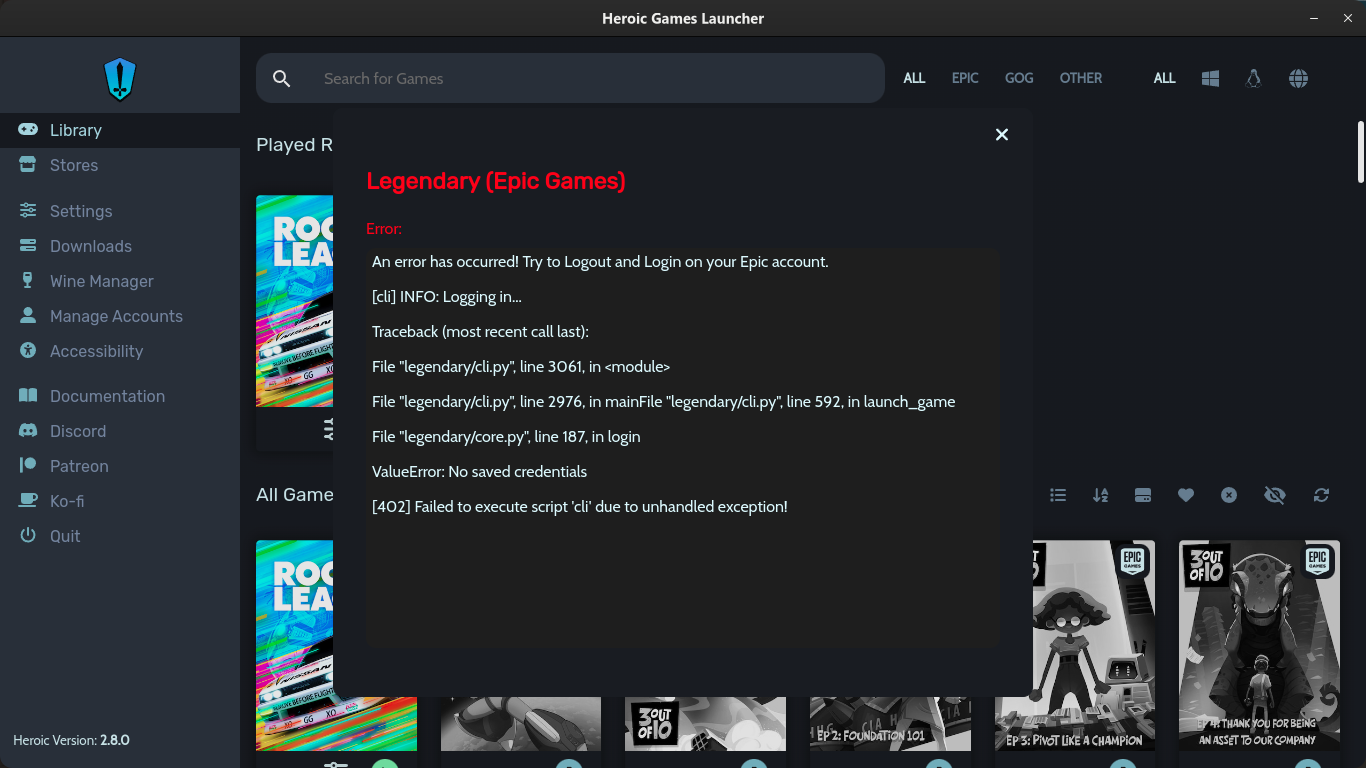 Legendary throws an error after logging into Epic account · Issue #2713 ...