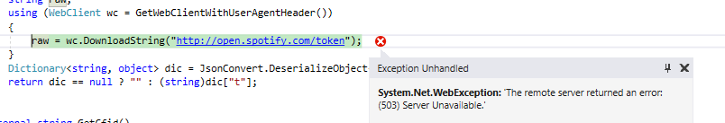 Error 503 and lost connection · Issue #196 · JohnnyCrazy/SpotifyAPI-NET · GitHub