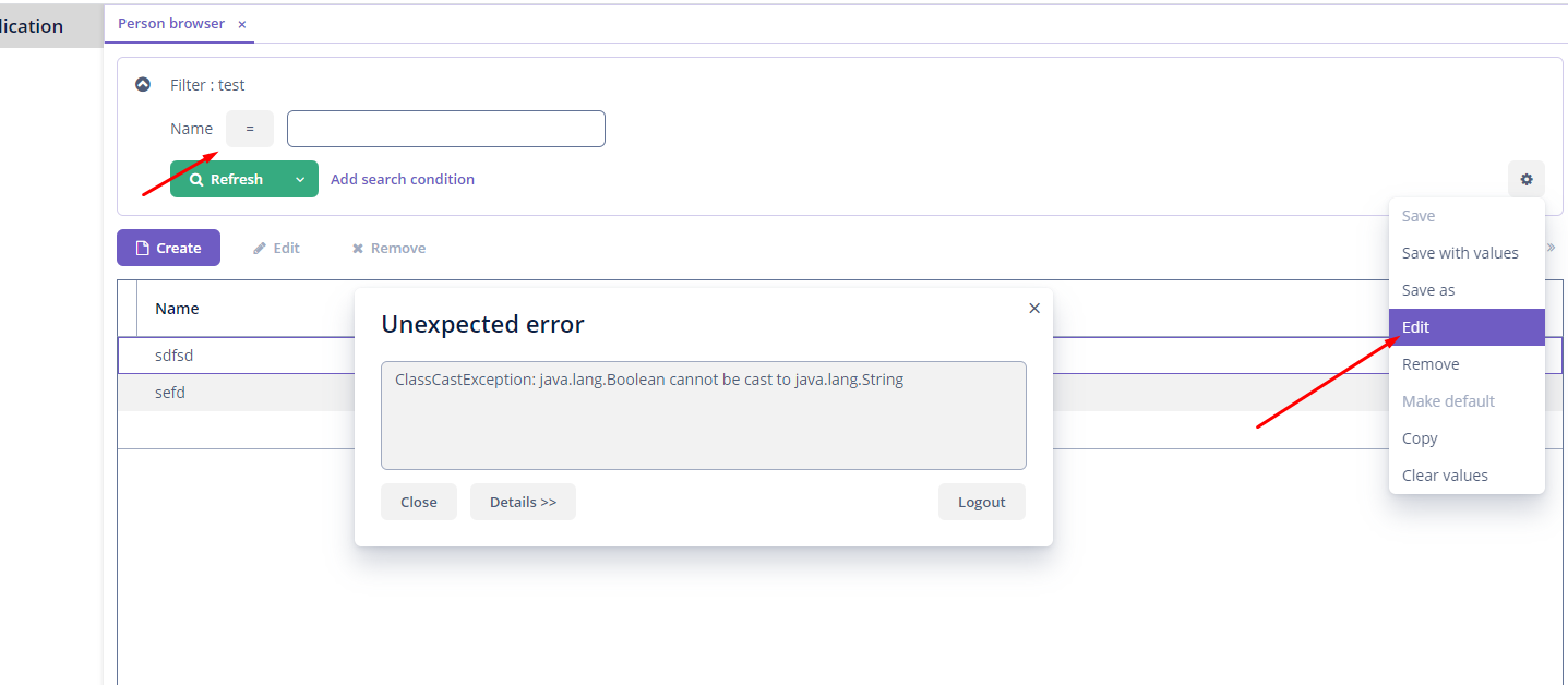 ClassCastException is thrown after changing a property in the PropertyFilterConditionEdit (port ...