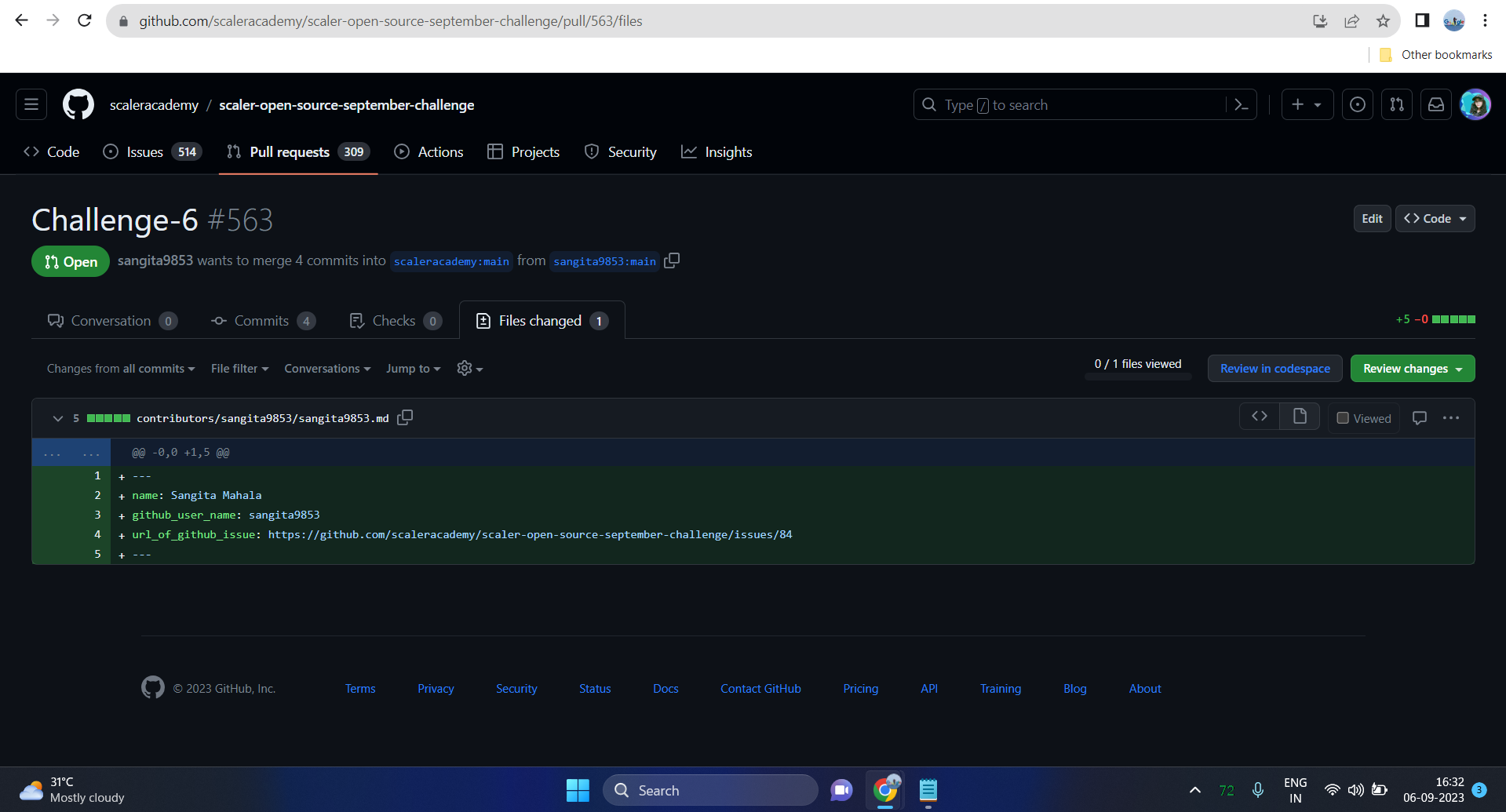 challenge #27 : Sangita Mahala · Issue #84 · scaleracademy/scaler-open-source-september ...
