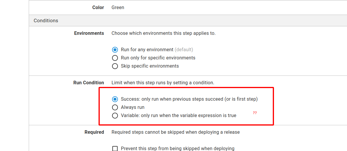 Failure run condition not shown in process editor · Issue #6470 · OctopusDeploy/Issues · GitHub