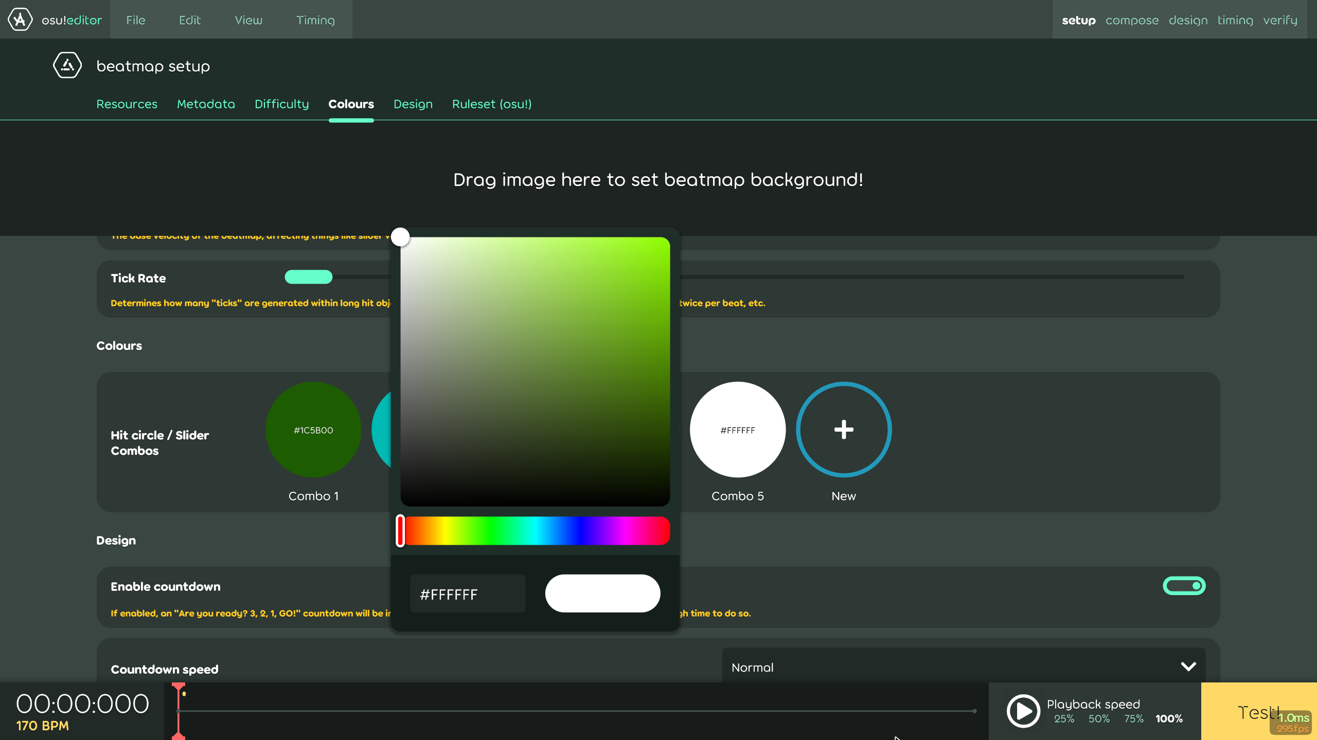 Beatmap editor's combo color selection blinking when hue slider at the ...