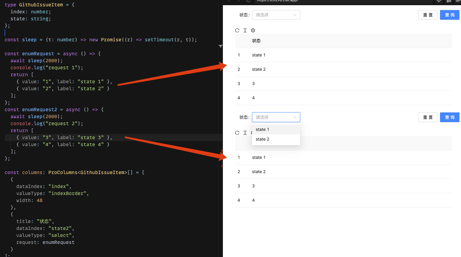 🐛 Bug 页面上多个protable存在同名的selectcolumn只触发了一个 Request · Issue 4650 · Ant Designpro Components