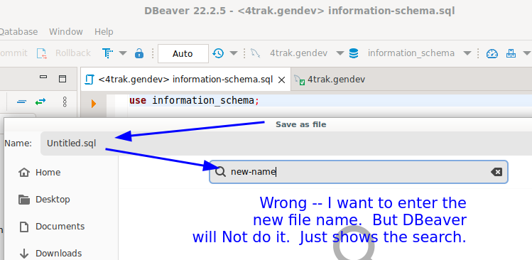 Unable to enter file name in SaveAs dialog · Issue #18386 · dbeaver/dbeaver · GitHub