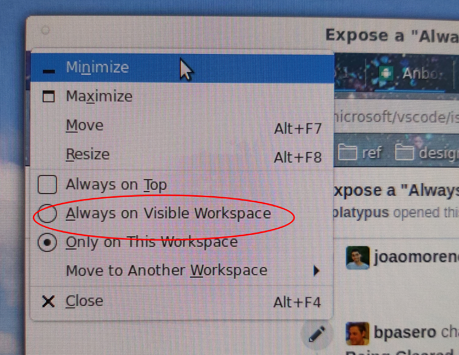 Expose a "Always on Visible Workspace" setting · Issue #63492 · microsoft/vscode · GitHub