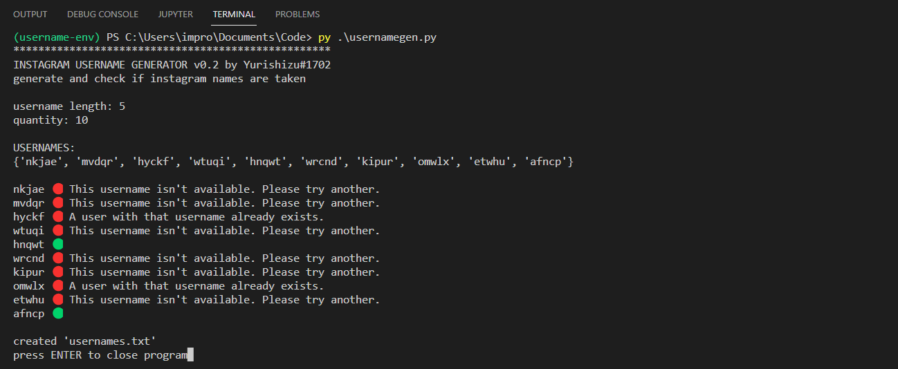 GitHub - Yurishizu9/instagram-username-generator-and-checker: instagram username generator and ...
