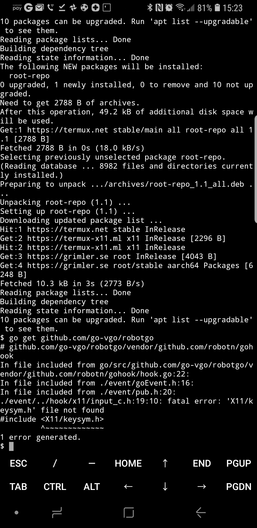 golang/robotgo: missing X11/keysym.h · Issue #27 · termux/x11-packages · GitHub