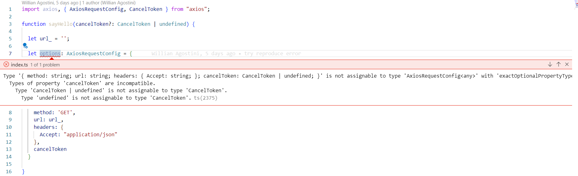 Add `undefined` As A Value In `axiosrequestconfig` Properties To Avoid Compilation Errors With