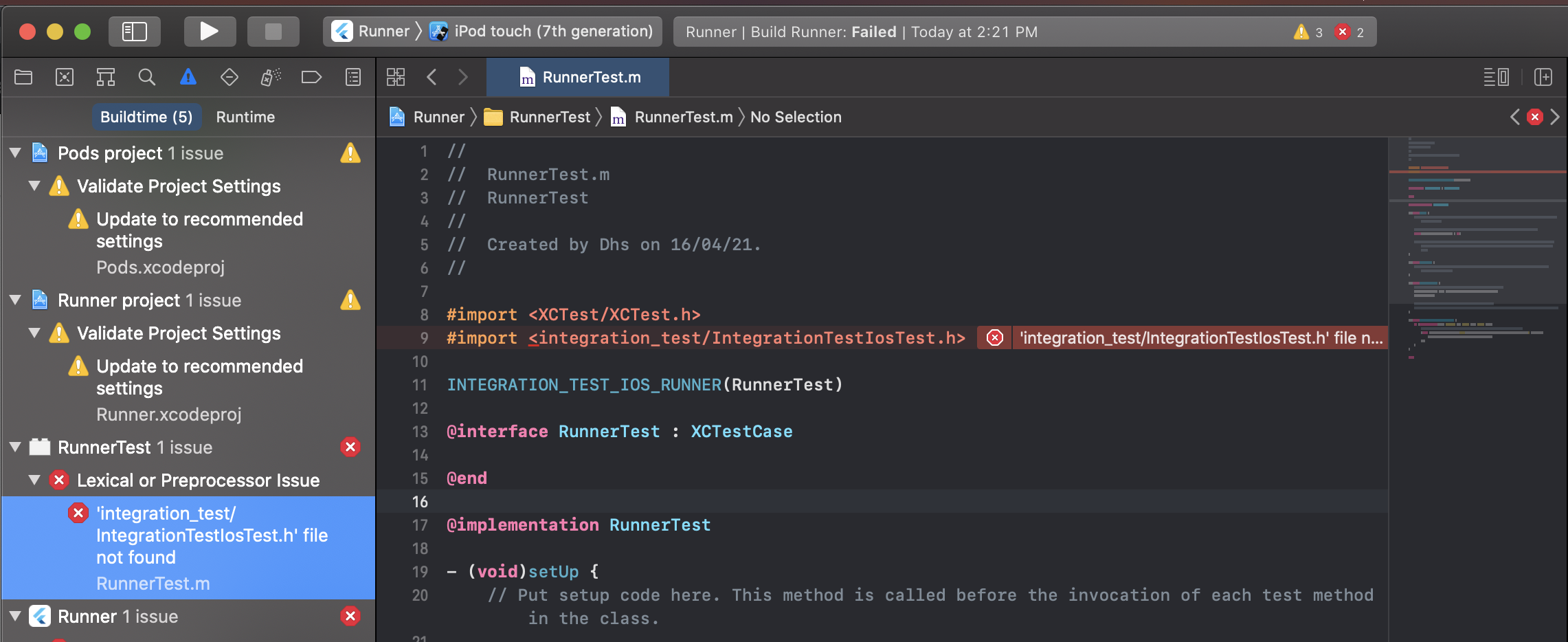 Integrationtestintegrationtestiostesth File Not Found Error After Adding Ui Test Target From 