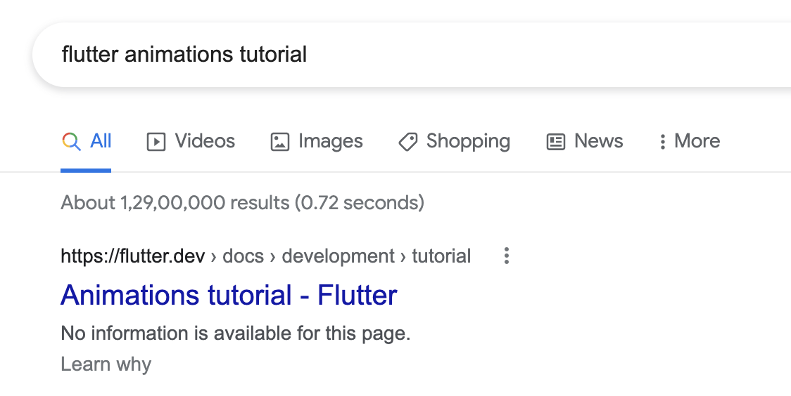 Fix inability to open 'Animations tutorial' page via search · Issue #6272 · flutter/website · GitHub