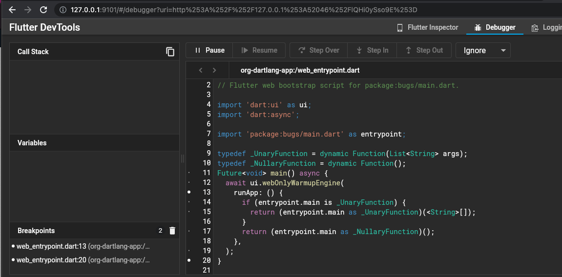 devtools show CanvasKit error alert when setting breakpoints · Issue #66100 · flutter/flutter ...