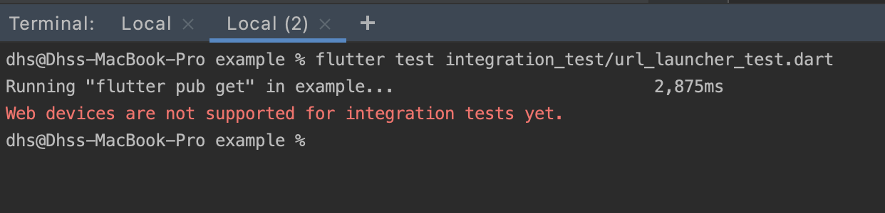 flutter url_launcher plugin integration_test "only web" gives ios ...