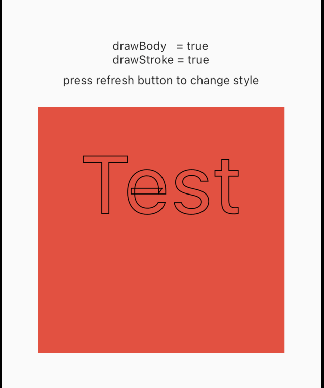 CustomPaint drawing stroked text with transparent body and stroke color ...