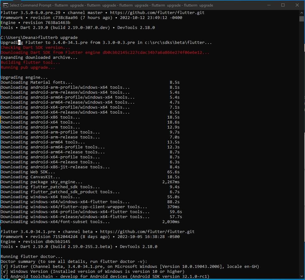 Showing Upgradedownload Percentages While Upgrading Sdk · Issue 85981 · Flutterflutter · Github