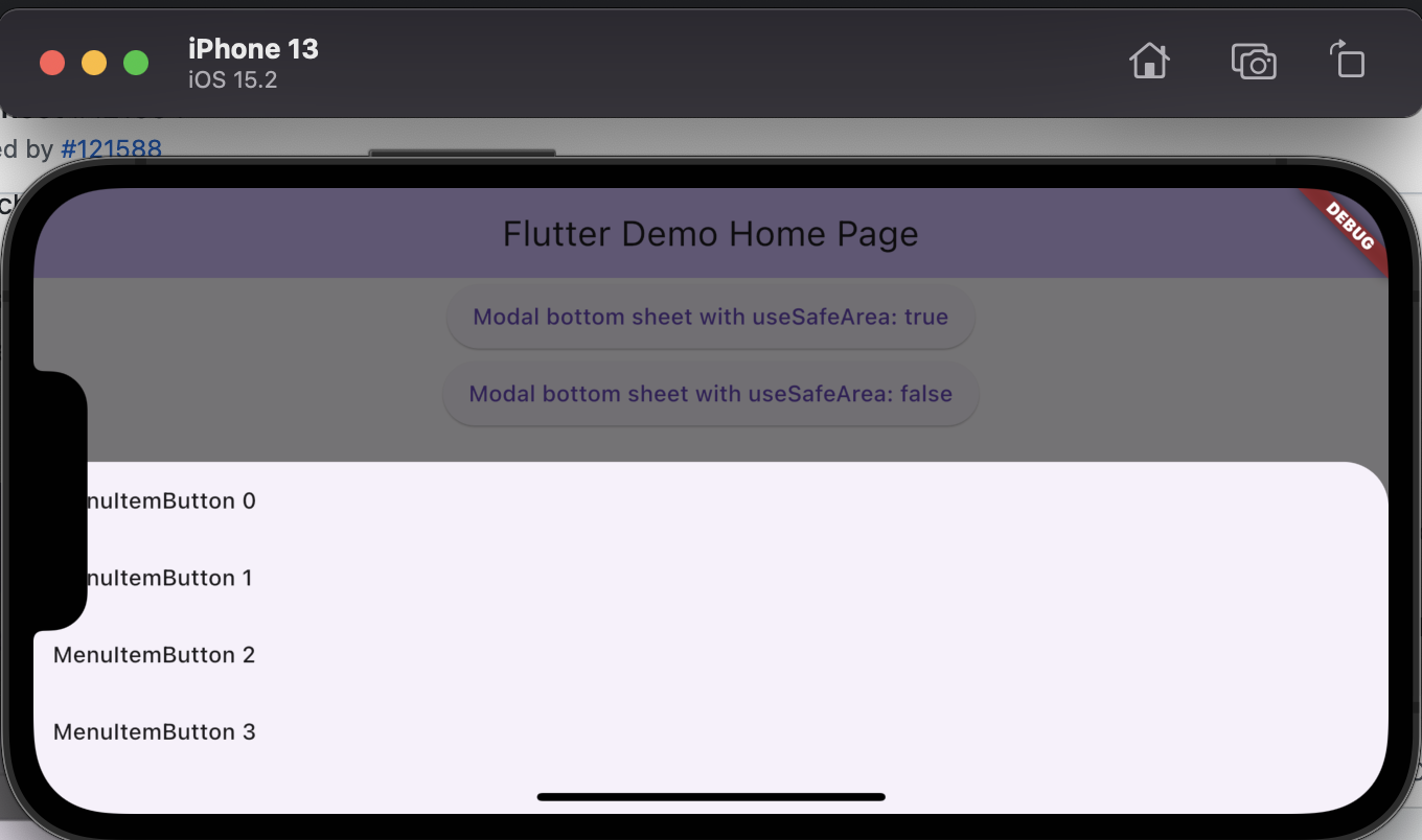 ModalBottomSheetRoute: `useSafeArea` puts gap below sheet · Issue #121554 · flutter/flutter · GitHub