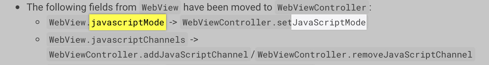 Webviewflutter Add Back Support For Javascriptmode On Web · Issue 126533 · Flutterflutter 2027