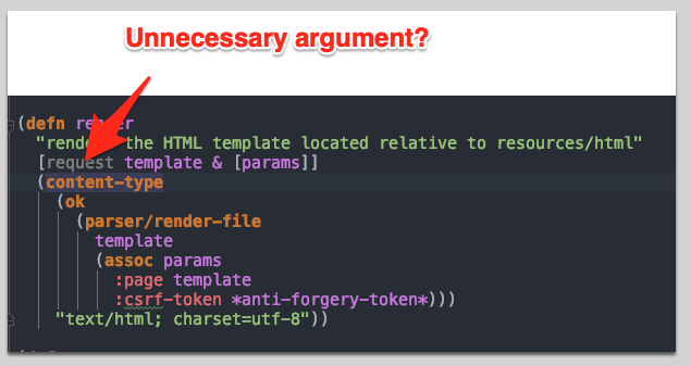 Unnecessary request argument in layout/render? · Issue #456 · luminus-framework/luminus-template ...