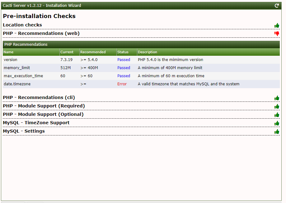 PHP Recommendation web Date timezone Issue Issue 3623 Cacti 