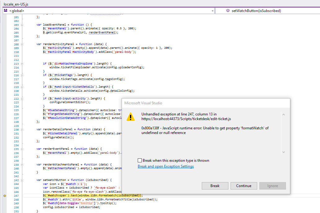 Unable To Get Property Formatwatch Of Undefined Or Null Reference 2381