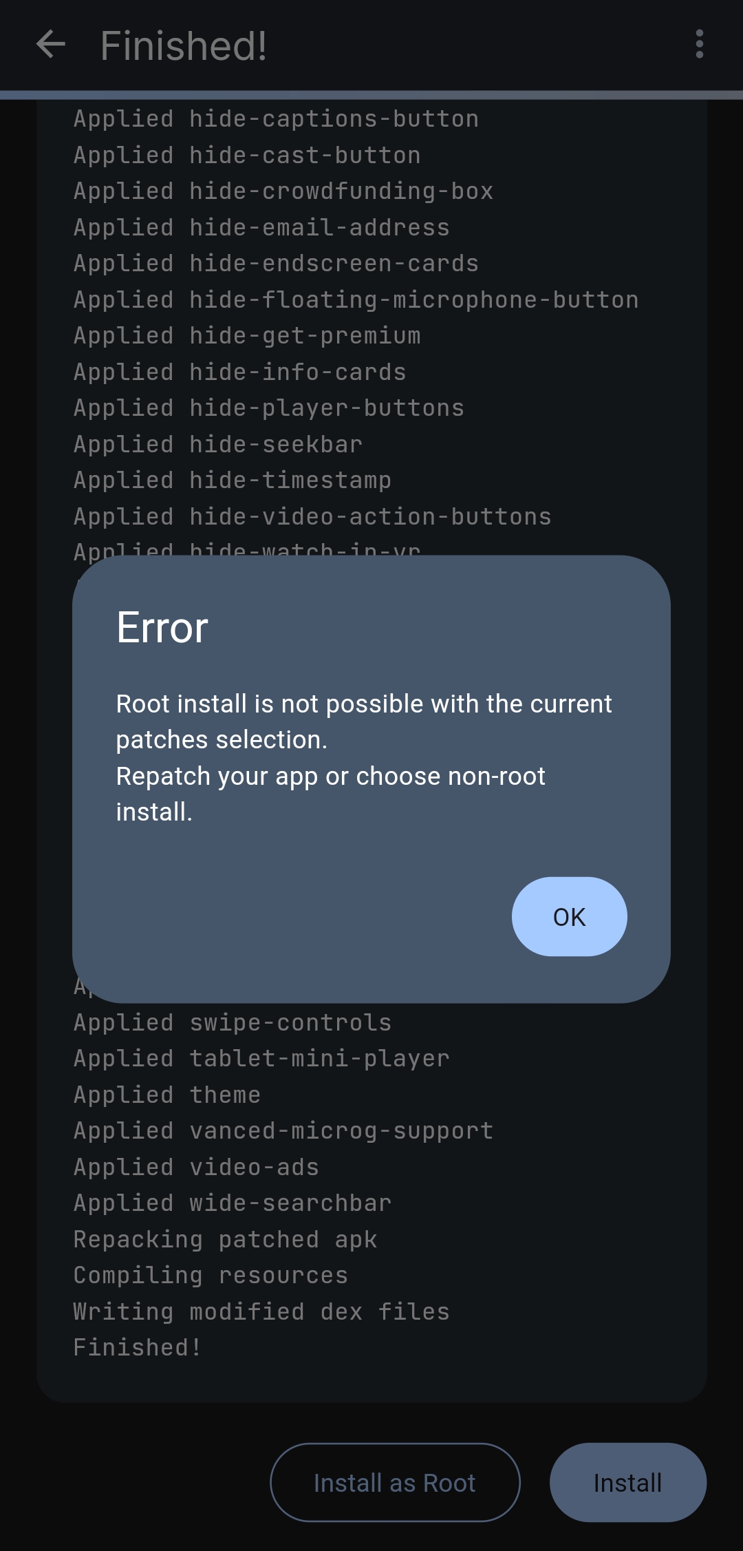 bug: YouTube 18.16.37 fails to patch for root · Issue #1010 · ReVanced/revanced-patches · GitHub