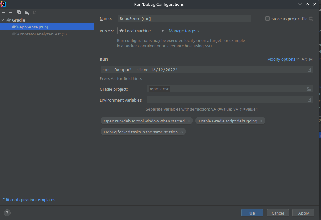 Debugging with Arguments · Issue #1848 · reposense/RepoSense · GitHub
