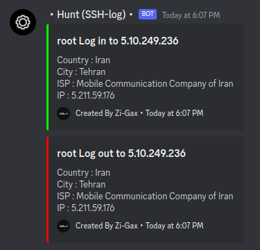 GitHub - zi-gax/SSH-Monitor: Monitor SSH Login & logout Send notif to discord webhook