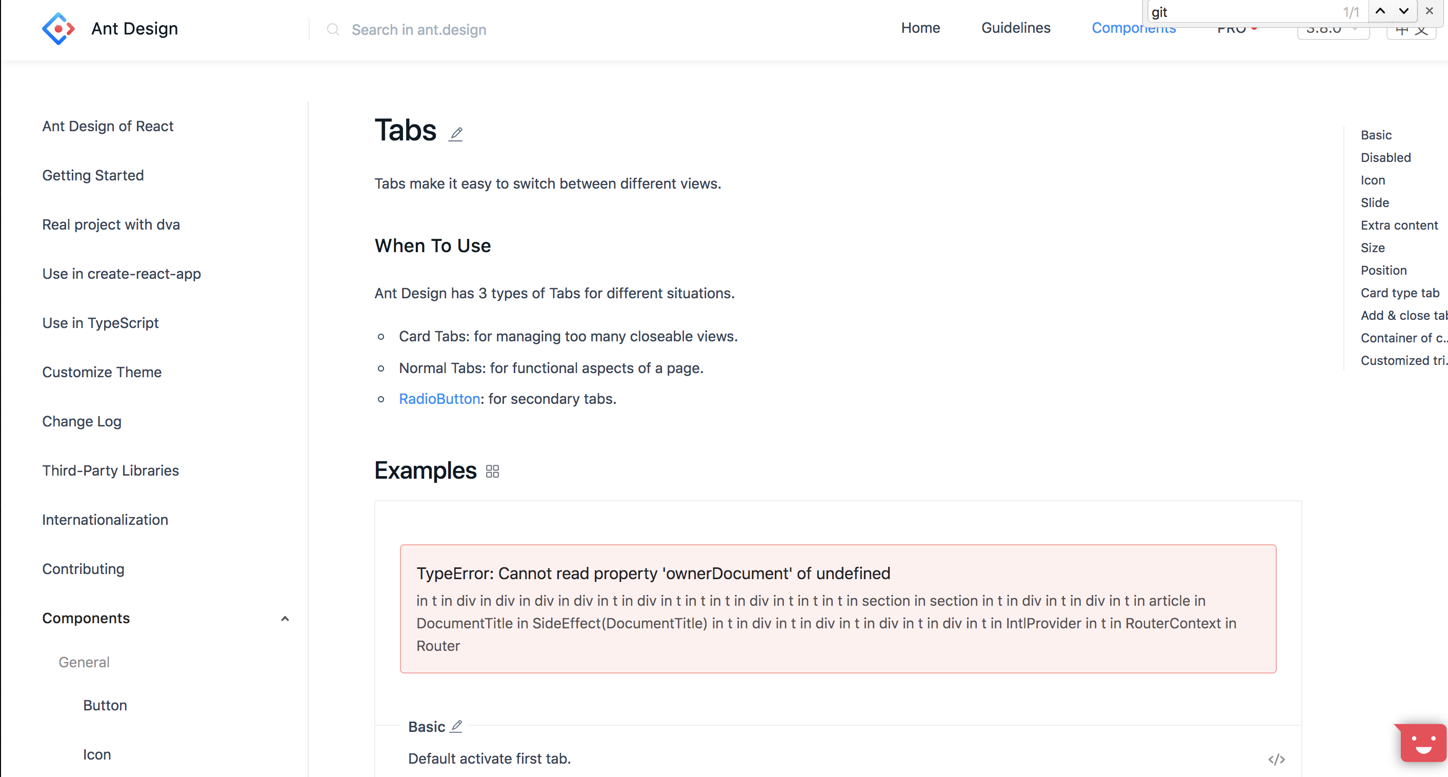 antd tabs标签页报错了，显示ownerdocument is not defined · Issue #11612 · ant ...