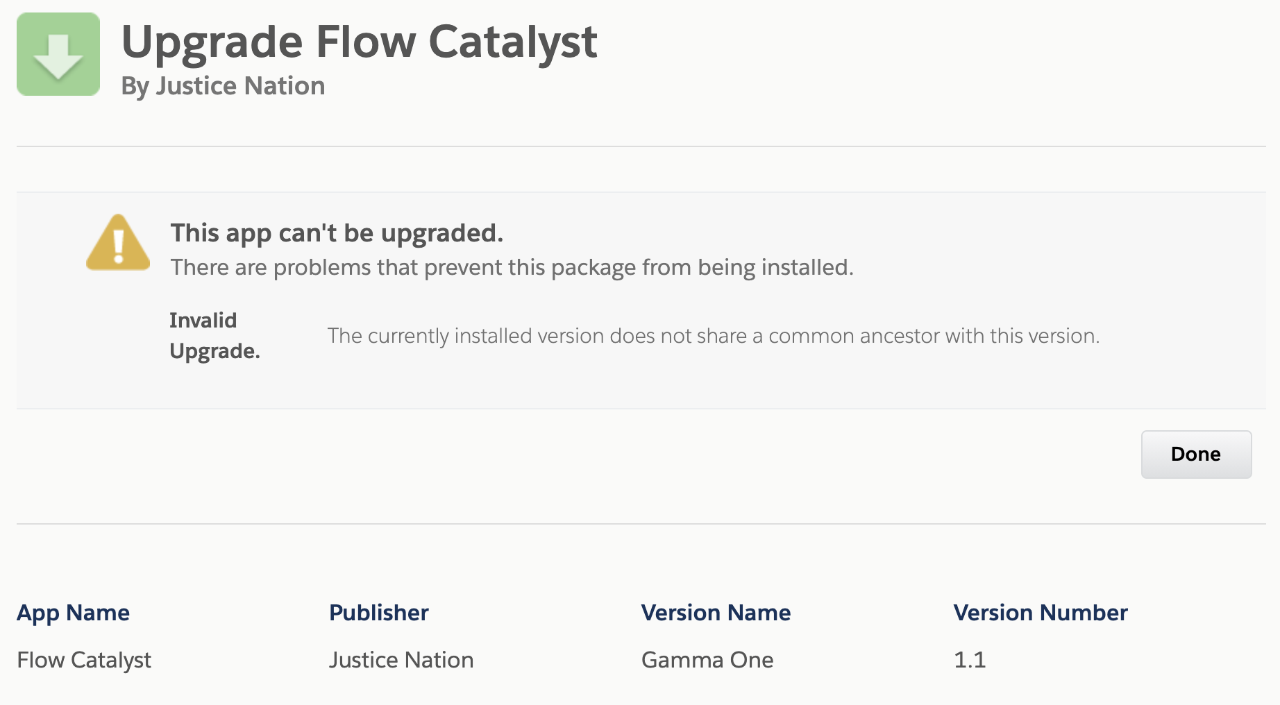 The currently installed [v1.0.0] does not share a common ancestor with [v1.1.0] · Issue #7 ...