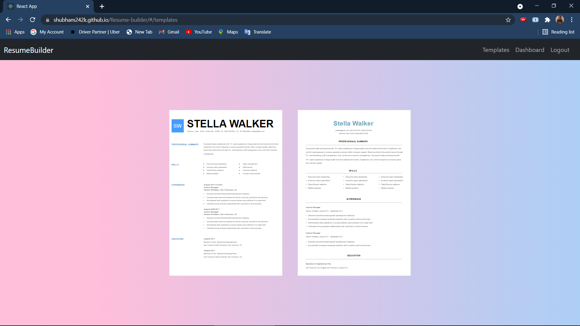 GitHub - shubham242k/Resume-builder: Reactjs - Firebase
