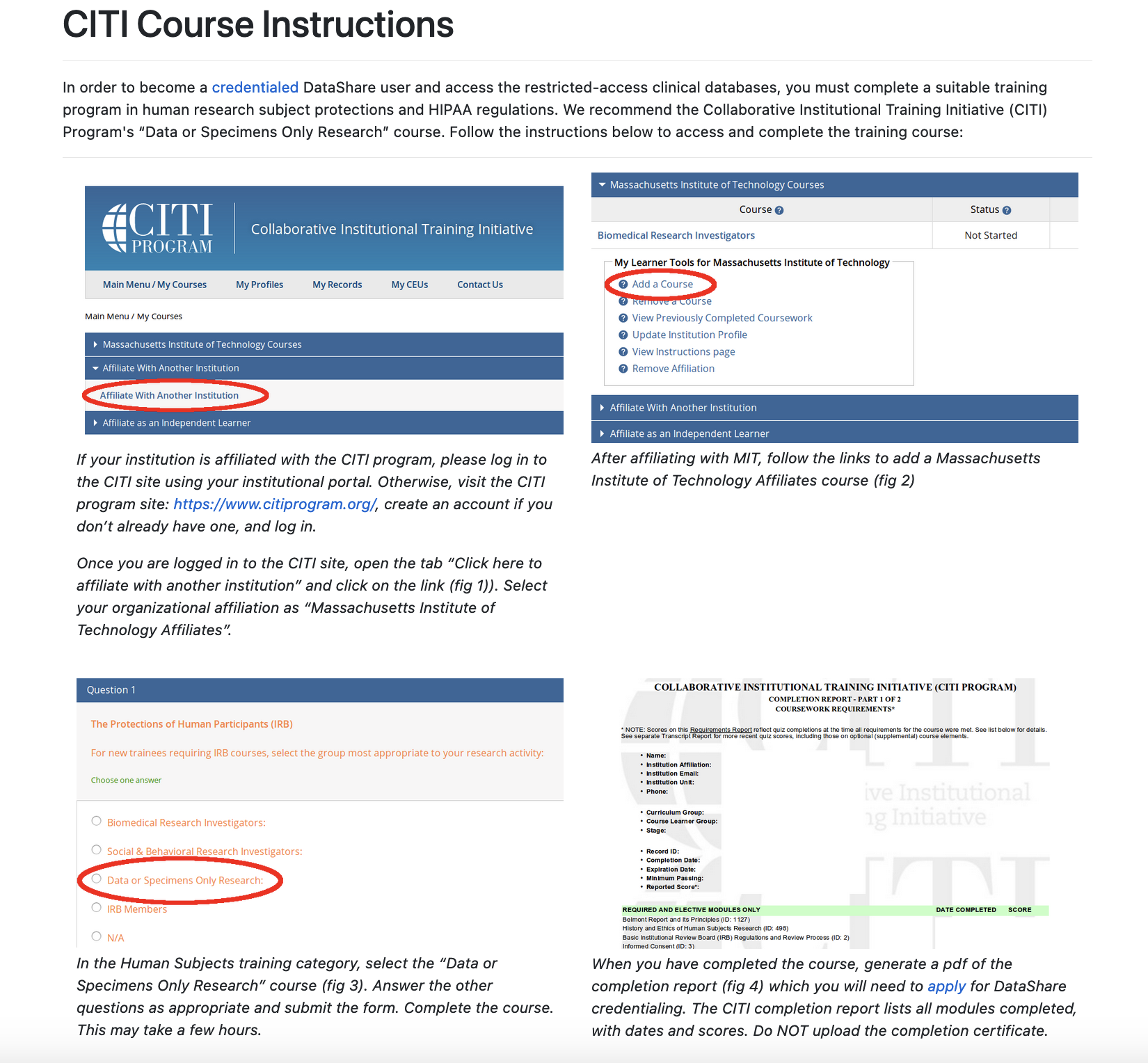 New layout for CITI Course Instructions Page · Issue #1962 · MIT-LCP/physionet-build · GitHub