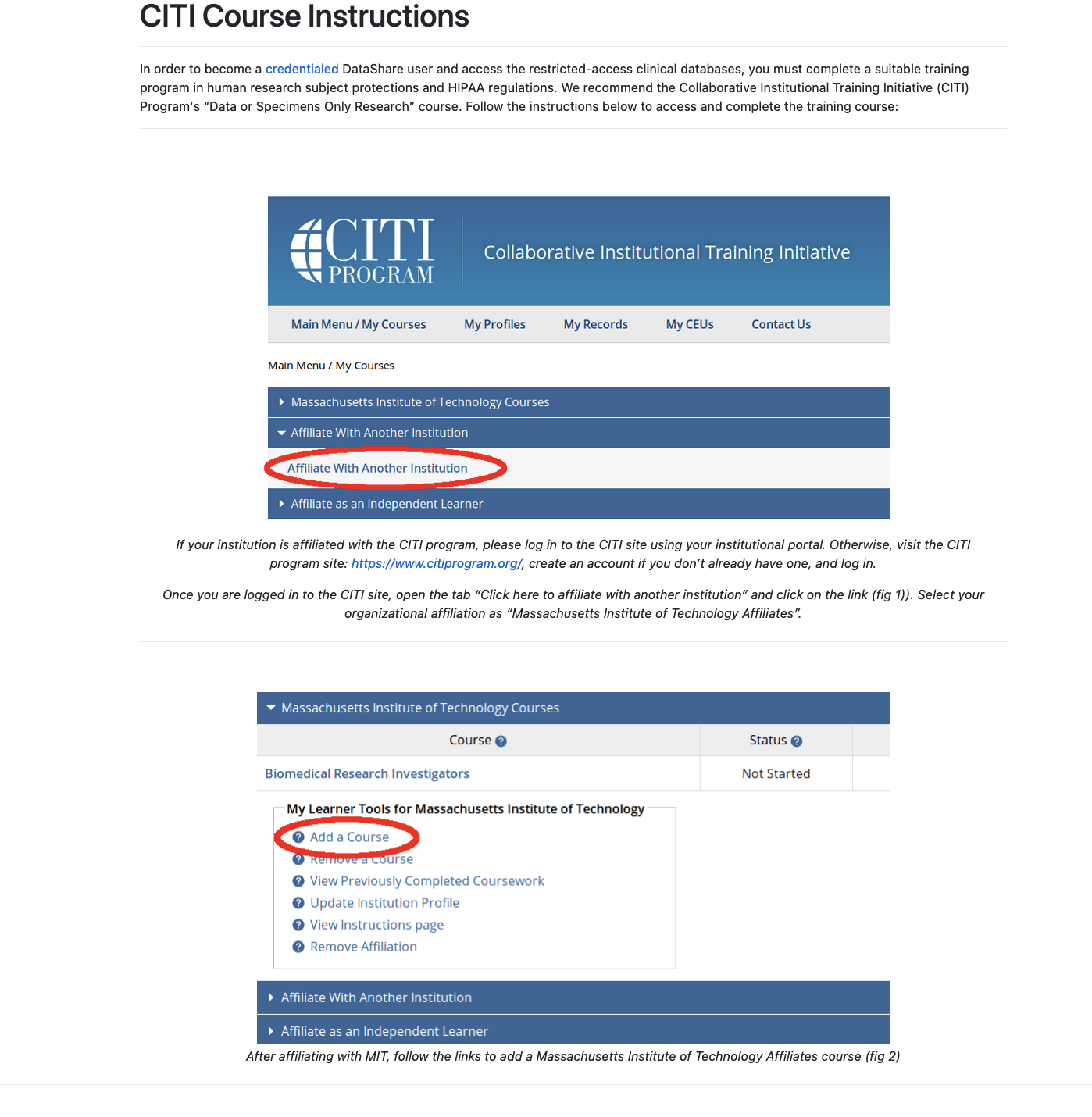New layout for CITI Course Instructions Page · Issue #1962 · MIT-LCP/physionet-build · GitHub