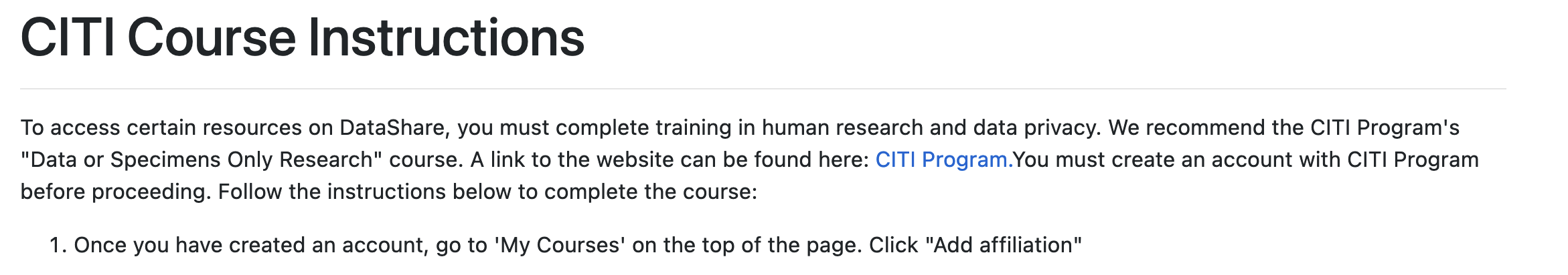 Adding link to CITI course website on Instructions page · Issue #1993 · MIT-LCP/physionet-build ...