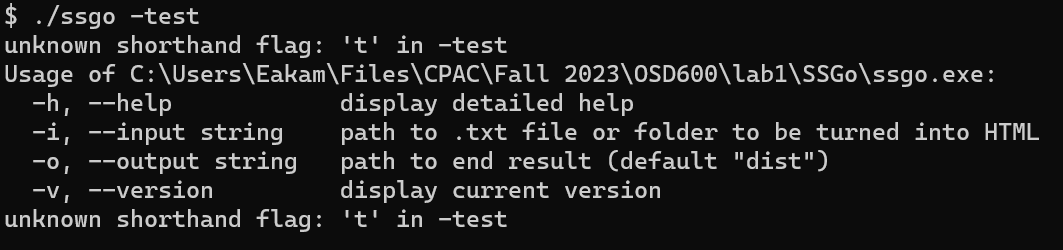 Make invalid flag help message consistent with help flag message · Issue #4 · devils2ndself/SSGo ...