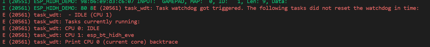 Bluetooth example:esp_hid_host trigger watchdog (IDFGH-8481) · Issue #9940 · espressif/esp-idf ...