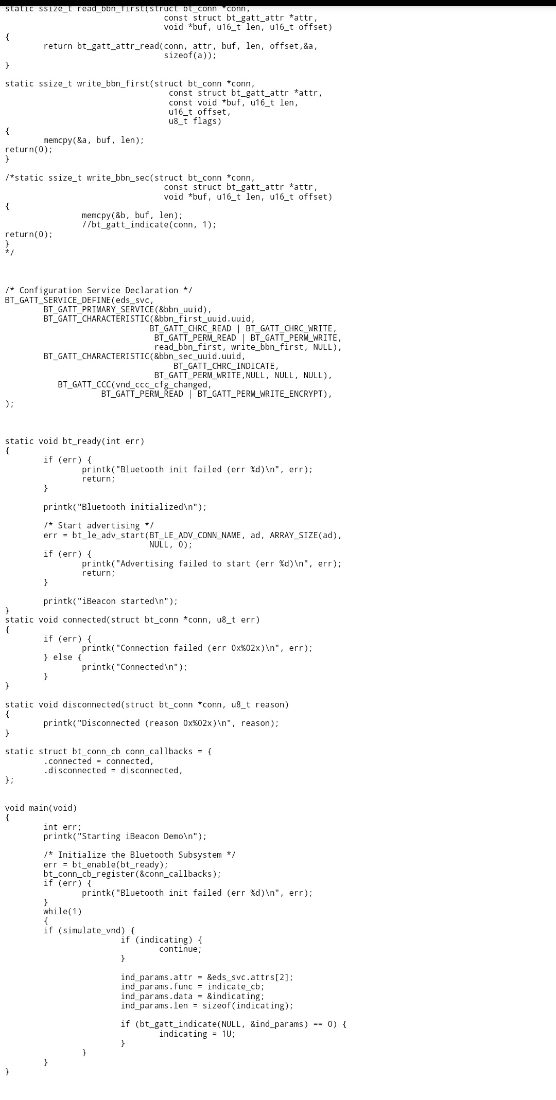 Zephyr Os Bluetooth Peripheral Example Indication When I Flash Code To My Board Custom 