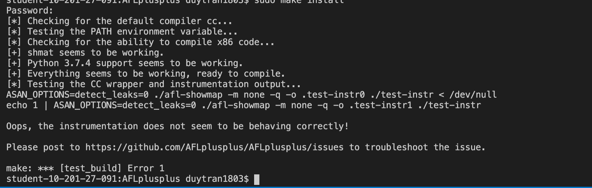 AFL on Mac OS · Issue #533 · AFLplusplus/AFLplusplus · GitHub